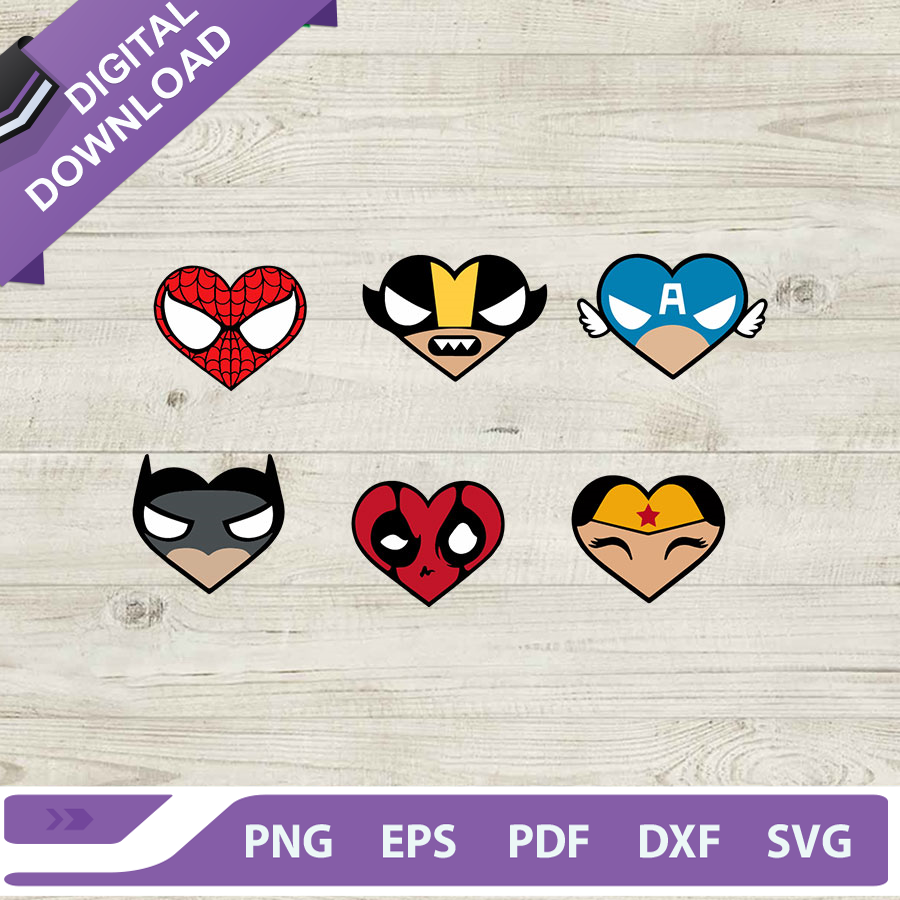Marvel superheroes heart SVG, Marvel love SVG, Superheroes S - Inspire ...