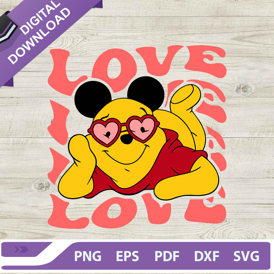 Retro Winnie The Pooh Love SVG, The Pooh Valentine SVG, Winn | Inspire ...