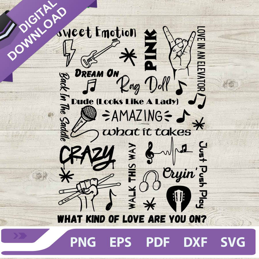 AeroSmith Song Collage SVG, AeroSmith Rock Band SVG, AeroSmi | Inspire ...