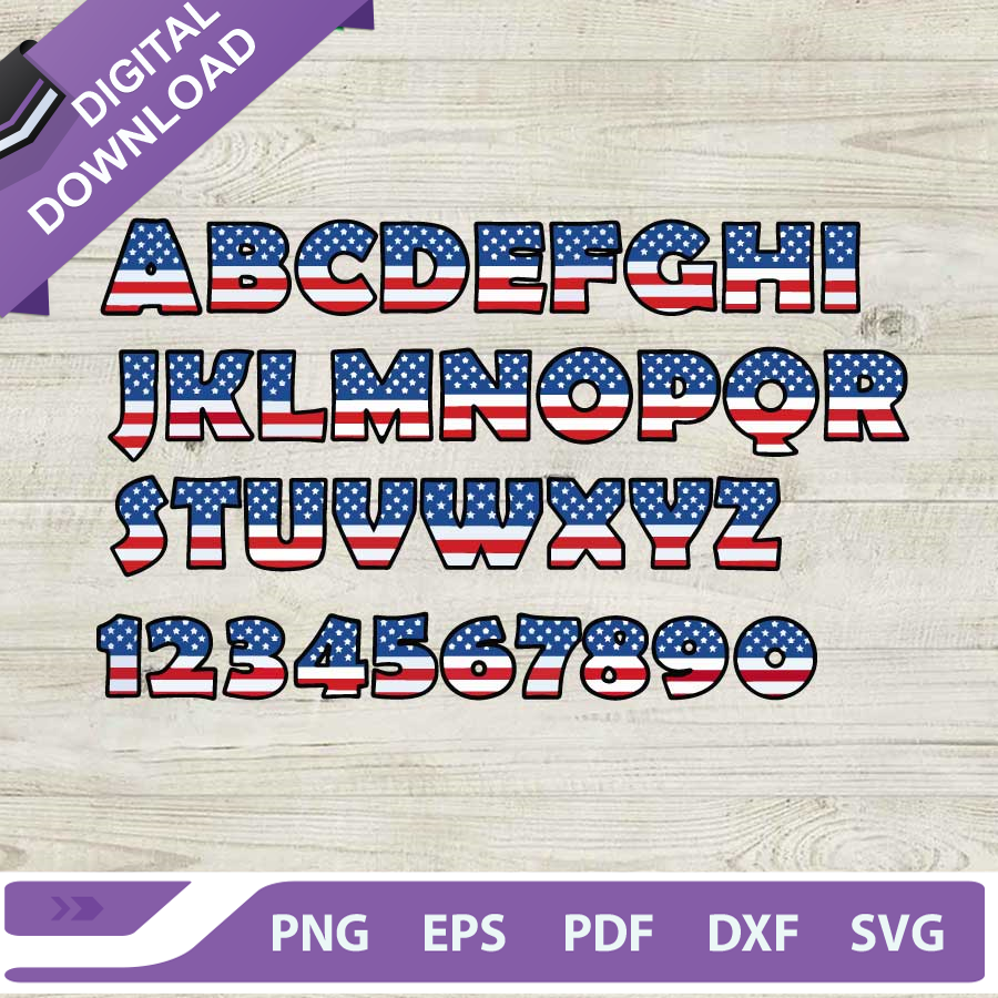 American flag alphabet and number SVG, US flag alphabet and | Inspire ...