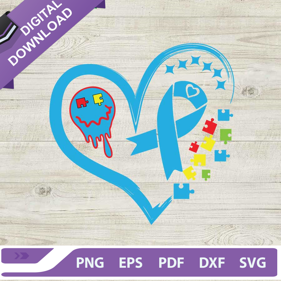 Autism awareness retro vintage smiley face SVG, Autism heart | Inspire ...