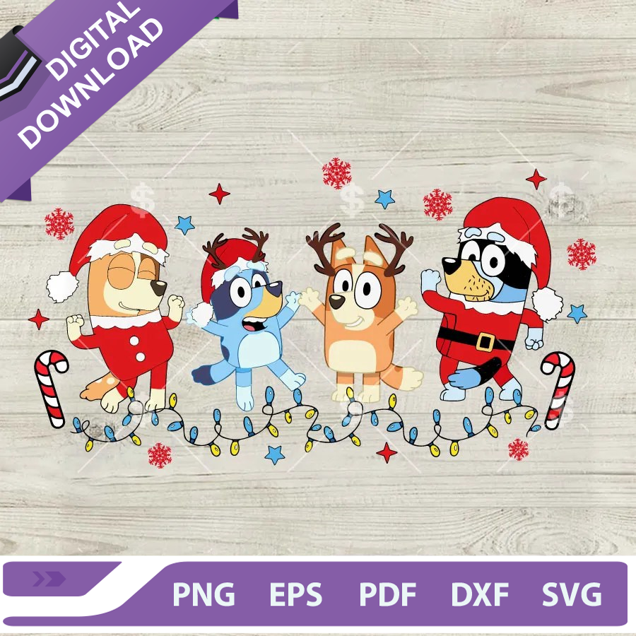Bluey Family Santa Claus Christmas SVG, Bluey And Bingo Chri | Inspire ...