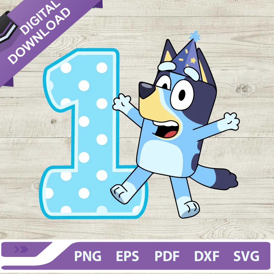 Bluey Happy 1st Birthday SVG, Bluey Birthday SVG, Bluey 1st - Inspire ...
