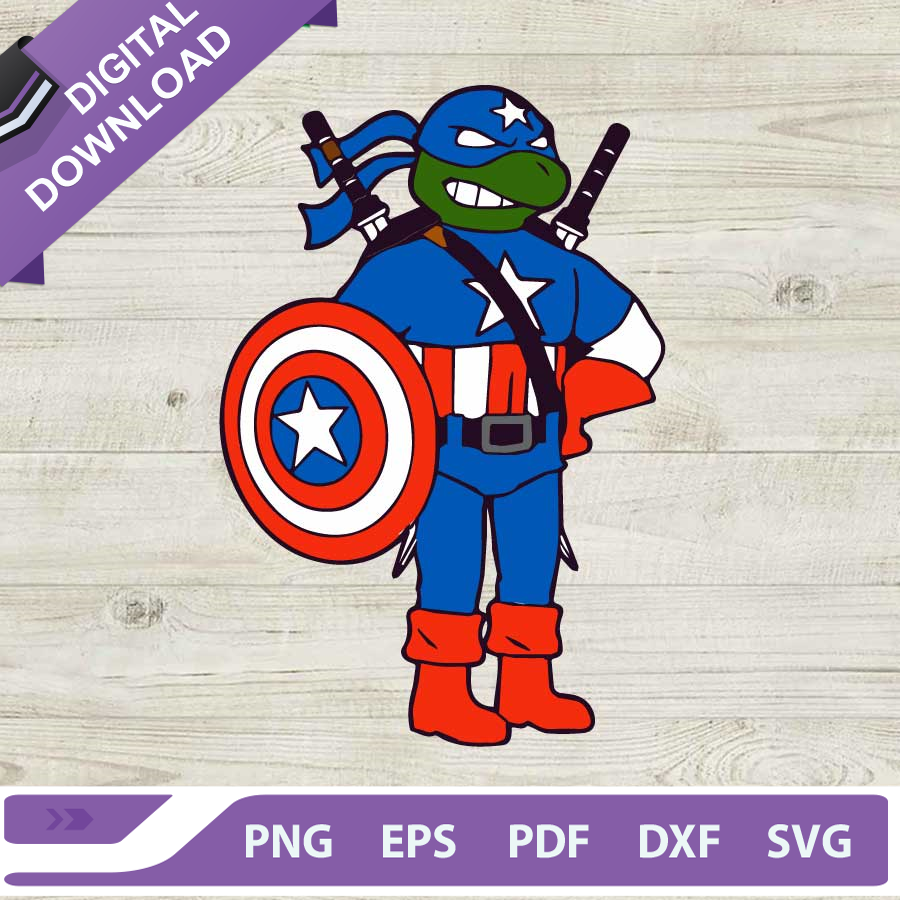 Captain America Ninja Turtle SVG, Ninja Turtle Marvel Superh | Inspire ...