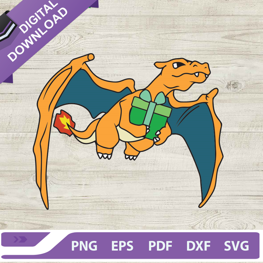 Charizard Pokemon And The Gift Box SVG, Charizard Pokemon SV | Inspire ...