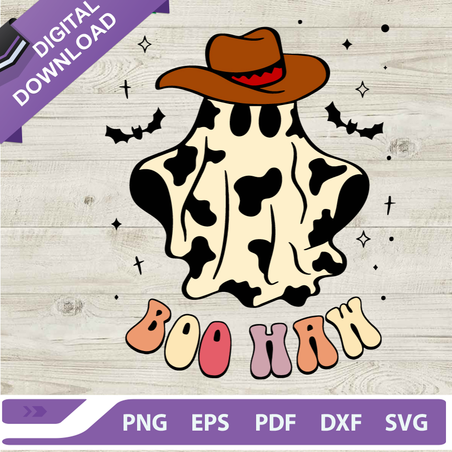 Cowboy Boo Haw SVG, Cowboy Ghost Halloween SVG, Boo Haw SVG | Inspire ...