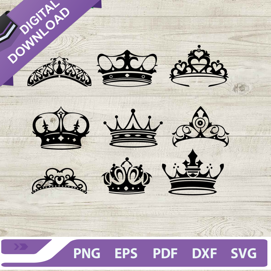 Crown Bundle SVG, Queen Crown SVG, Princess Crown SVG | Inspire Uplift