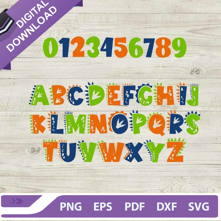 Dinosaur number and alphabet SVG, Dinosaur font SVG, Dinosau | Inspire ...