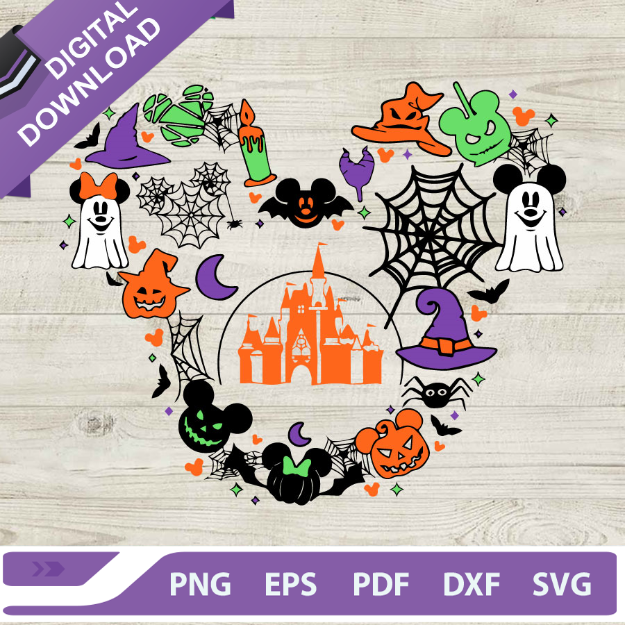 Disney Mickey head Halloween SVG, Mickey head Castle SVG, Di | Inspire ...