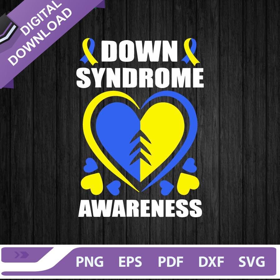 Down Syndrome Awareness Heart SVG, Syndrome Awareness Day SV | Inspire ...