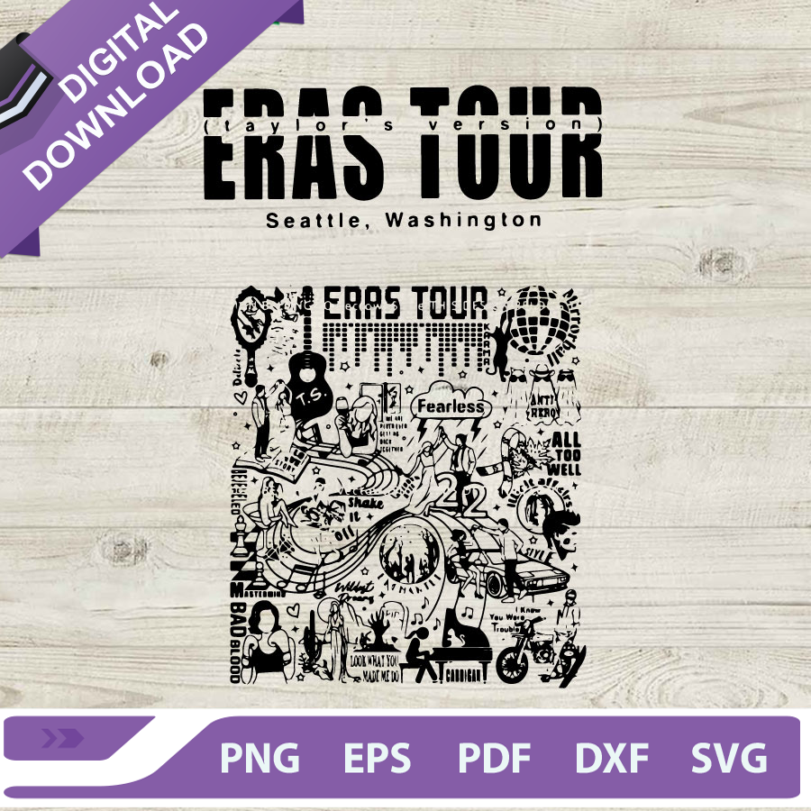 Eras Tour Seattle Washington SVG, Eras Tour Taylor Swift Ver - Inspire ...