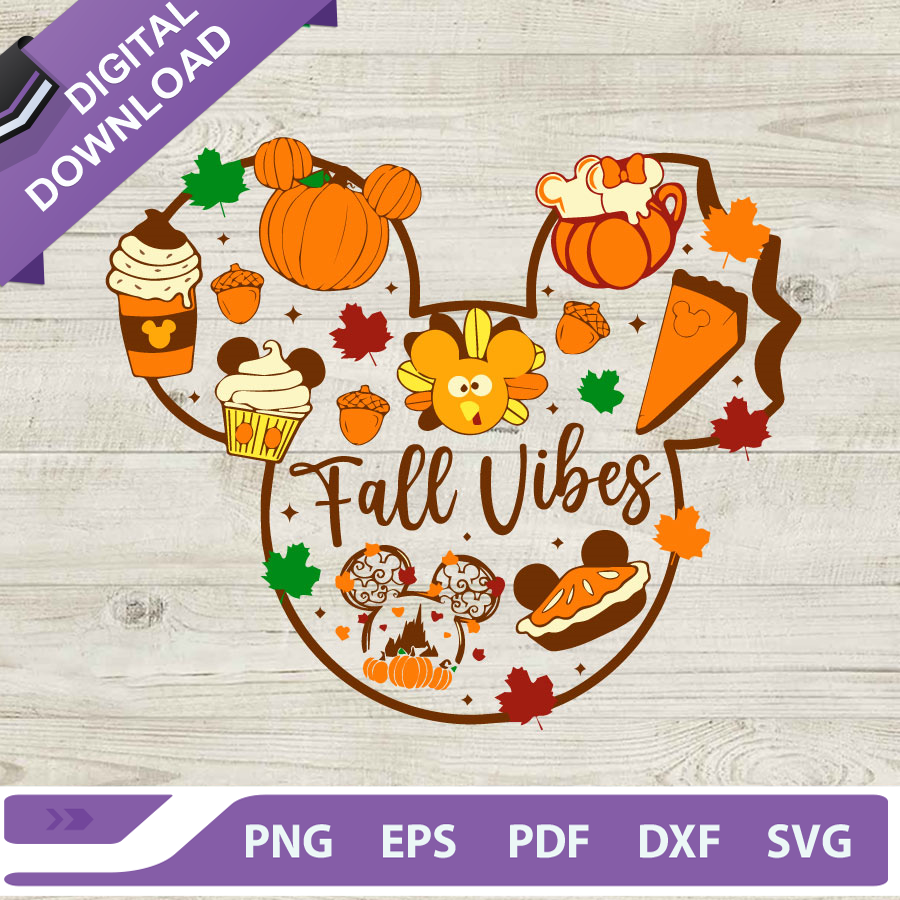 Fall vibes Mickey head SVG, Disney halloween cartoon SVG, Mi | Inspire ...