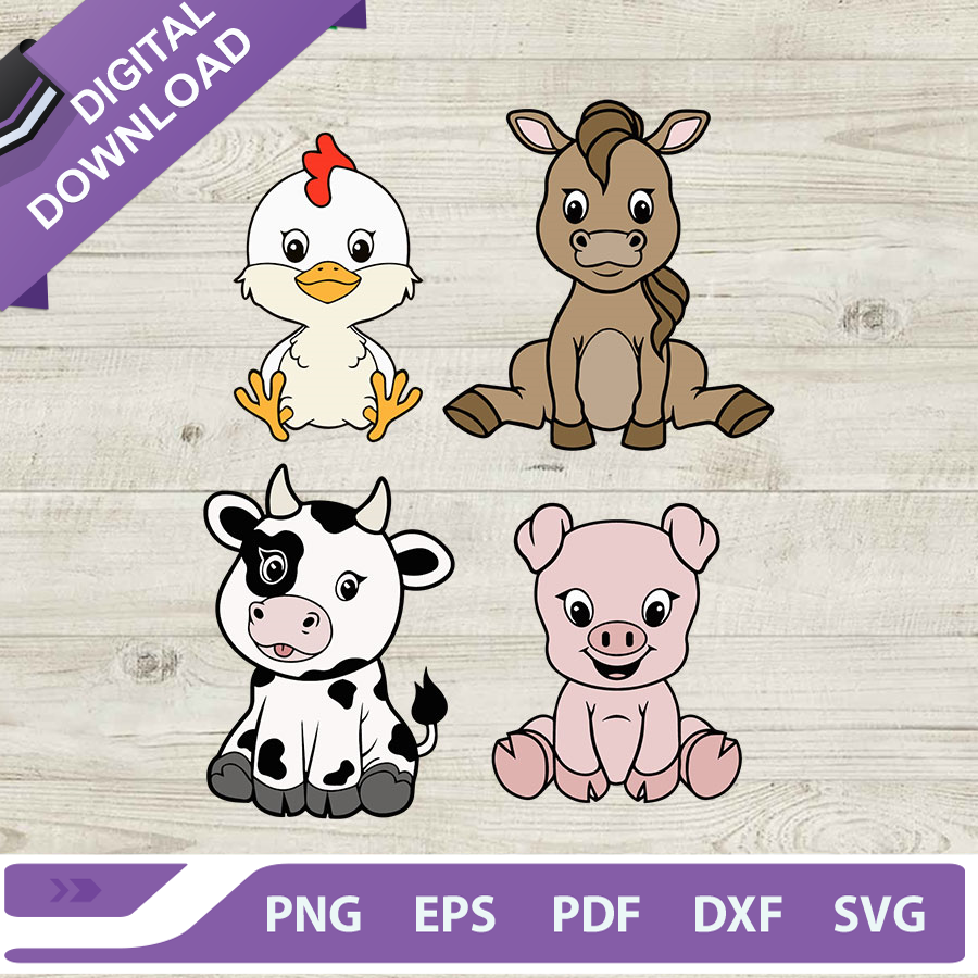 Farm Animals SVG, Cute animals SVG, Barnyard animals SVG | Inspire Uplift