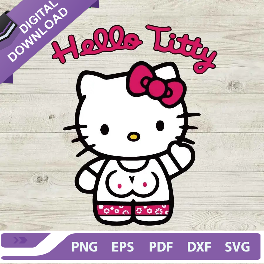 Funny Hello Kitty Boobs SVG, Hello Titty SVG, Kitty Pink Rib | Inspire Uplift