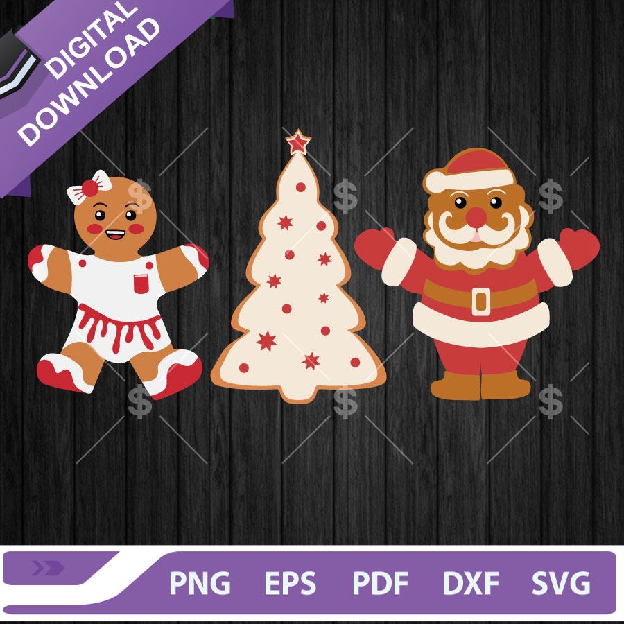 Gingerbread Man Santa And Christmas Tree SVG, Gingerbread Me | Inspire ...