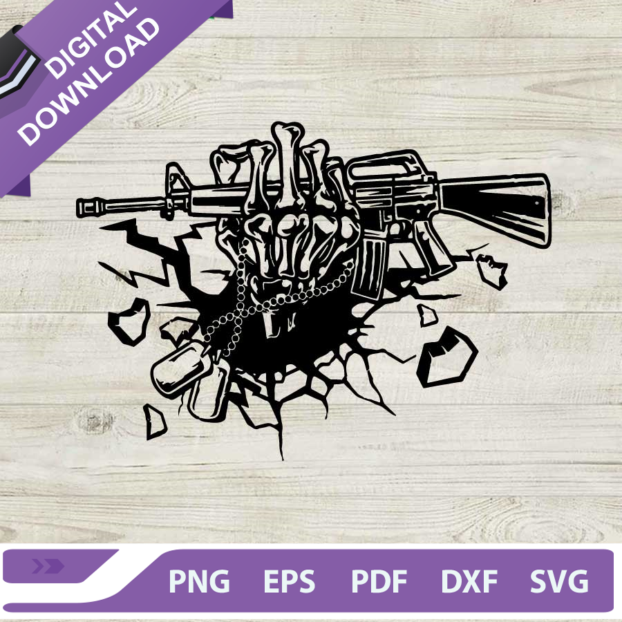 Gun skeleton hand SVG, Skull hand SVG, Skull hand gun SVG | Inspire Uplift