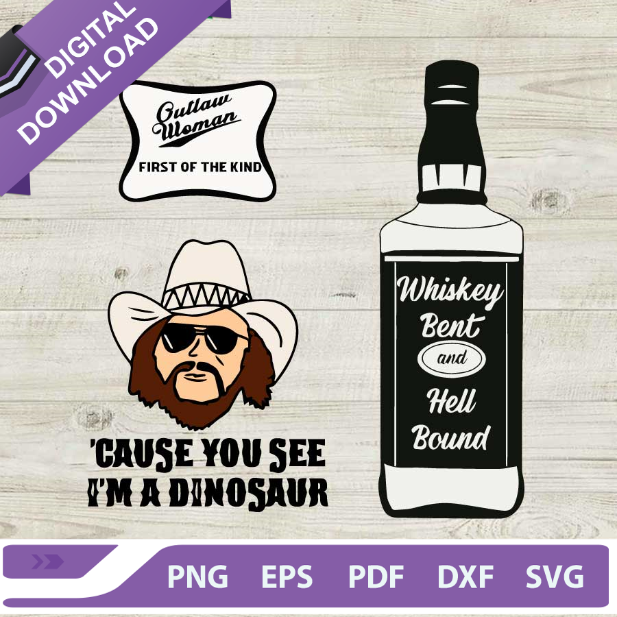 Hank Williams Jr SVG, Dinosaurs Band SVG, Whiskey Bent And h | Inspire ...