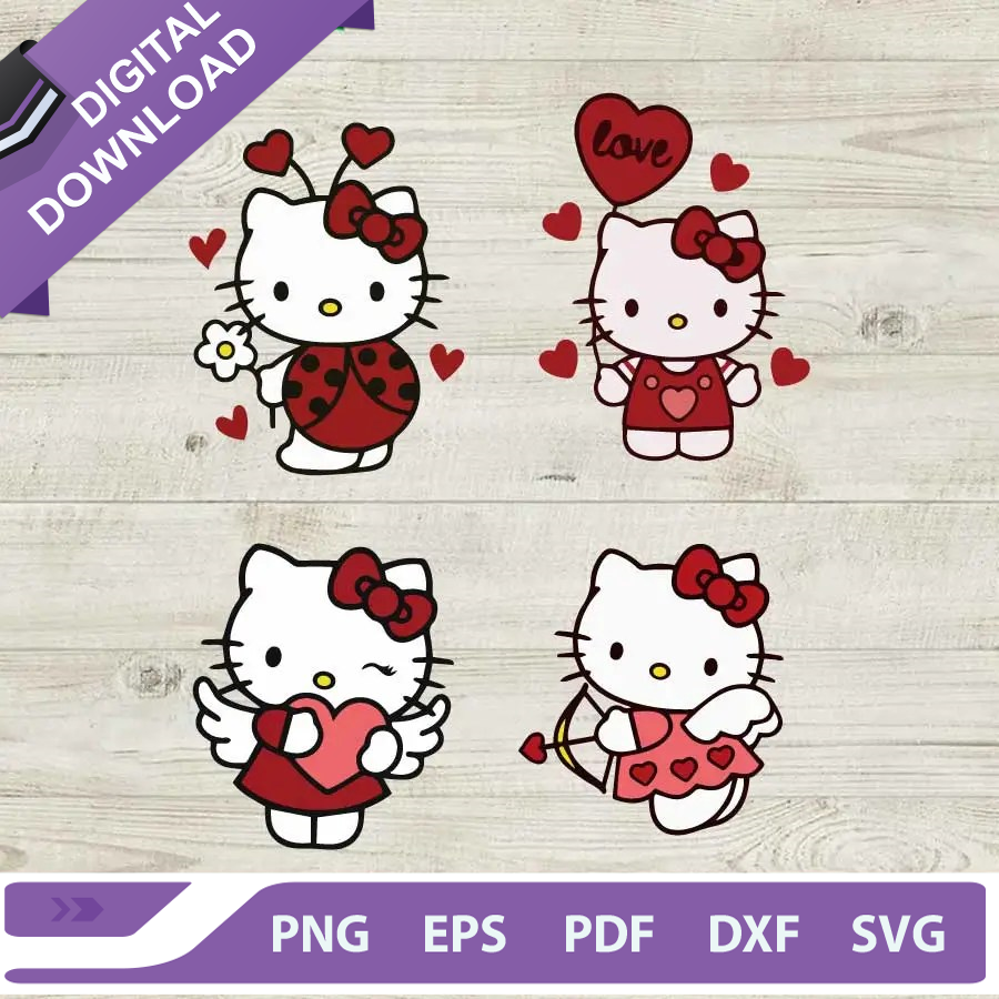 Hello Kitty Cupid Valentine SVG, Hello Kitty Valentine Bundl | Inspire Uplift
