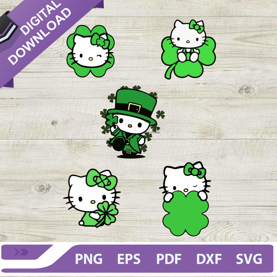 Hello Kitty Happy ST Patricks Day SVG, St Patricks Day Bundl | Inspire ...