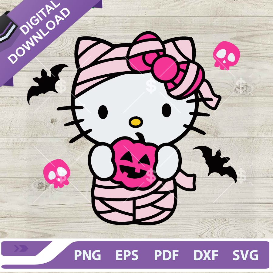 Hello Kitty Pink Mummy SVG, Hello Kitty Halloween SVG, Mummy - Inspire ...