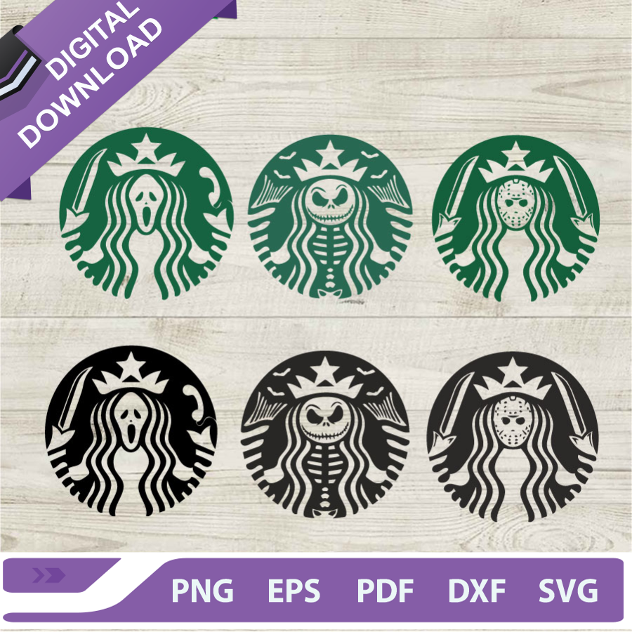 Horror Movie Characters Starbucks Logo SVG, Horror Killers S - Inspire ...
