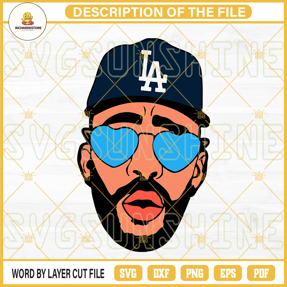 Bad Bunny Face LA Dodgers SVG, Bad Bunny Baseball SVG DXF EP | Inspire ...