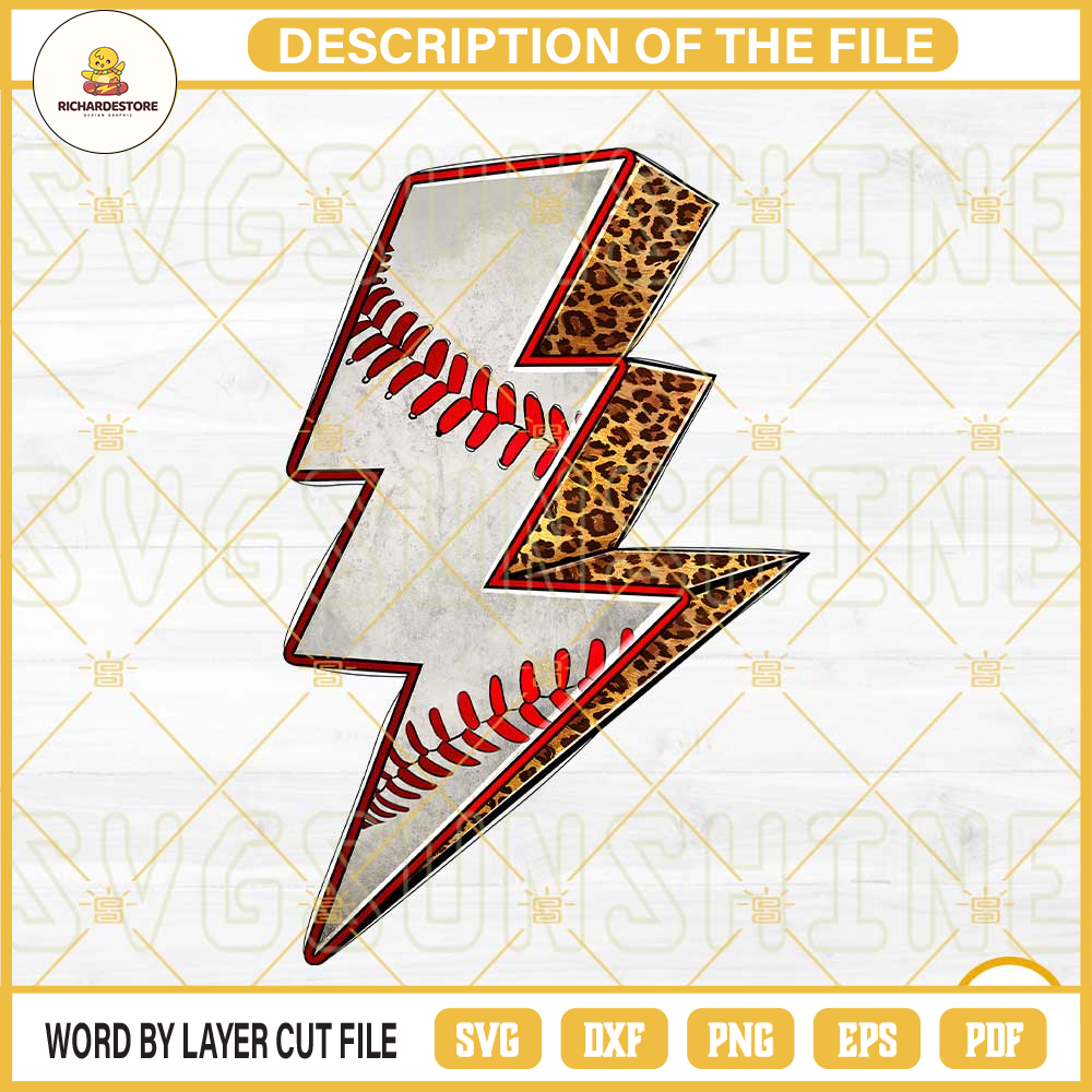 Baseball Lightning Bolt PNG Design, Leopard Baseball Lightni | Inspire ...