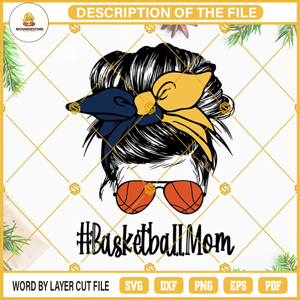 Basketball Mom SVG, Messy Bun Basketball Mom SVG, Basketball | Inspire Uplift