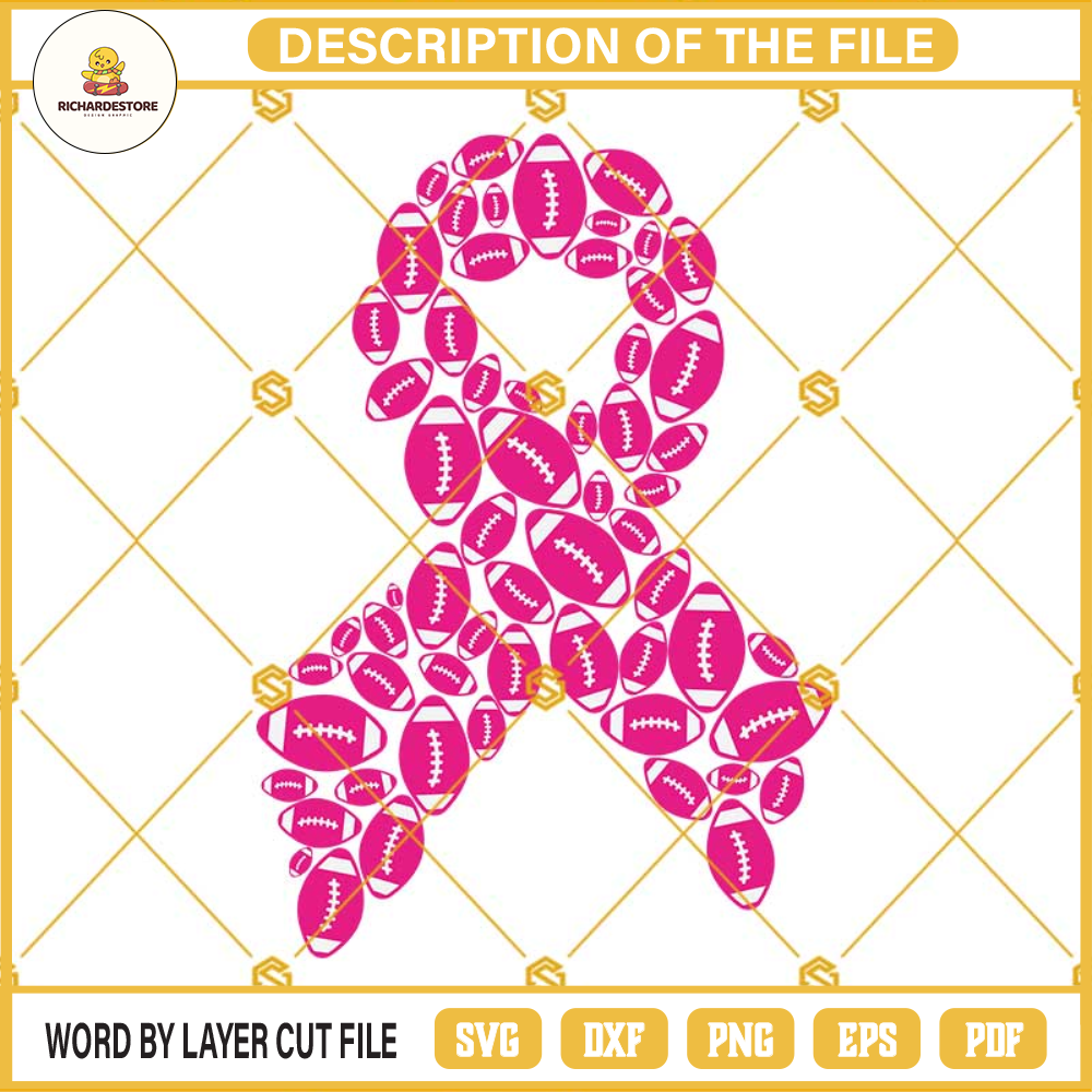 Breast Cancer Ribbon Football SVG, Football Pink Ribbon Canc | Inspire ...