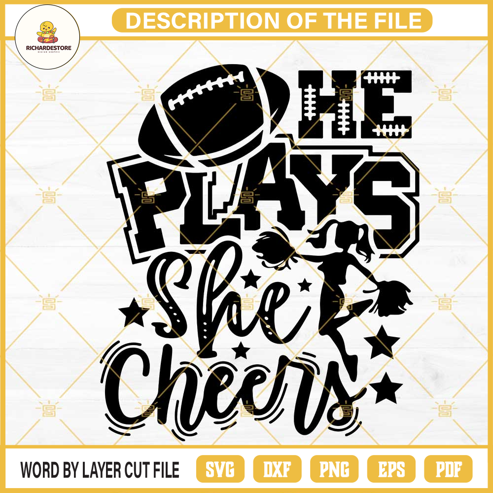 He Plays She Cheers SVG, Football Cheerleaders SVG, Cheerlea | Inspire ...