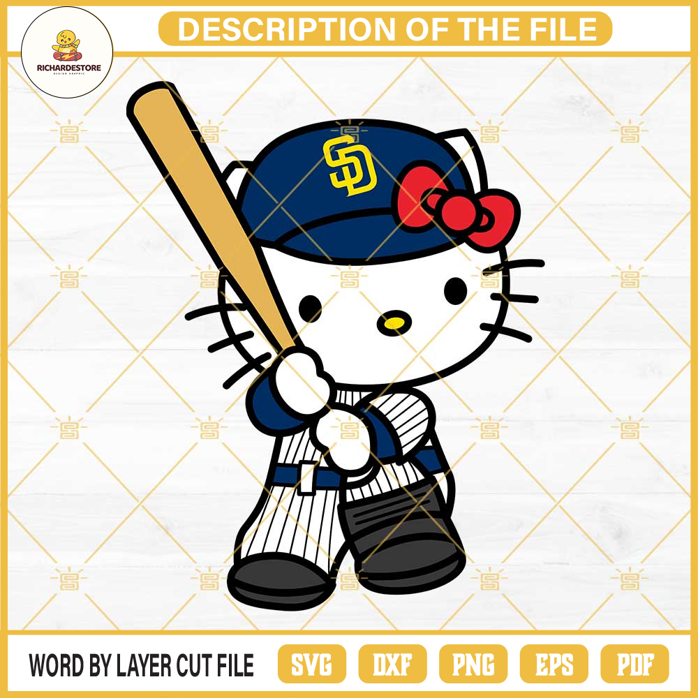Hello Kitty San Diego Padres SVG, Kitty Padres | Inspire Uplift