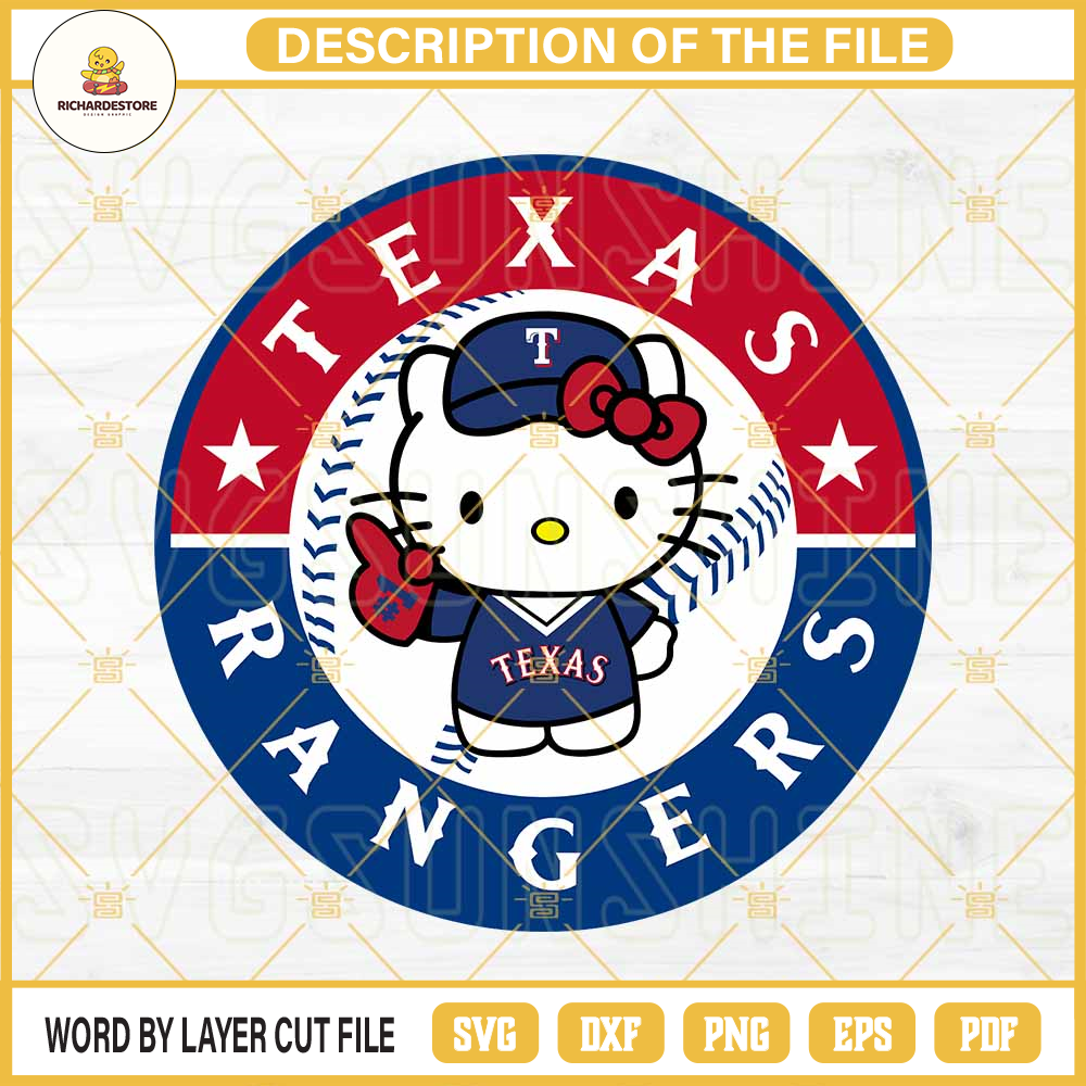 Hello Kitty Texas Rangers SVG File, Hello Kitty Baseball SVG | Inspire ...