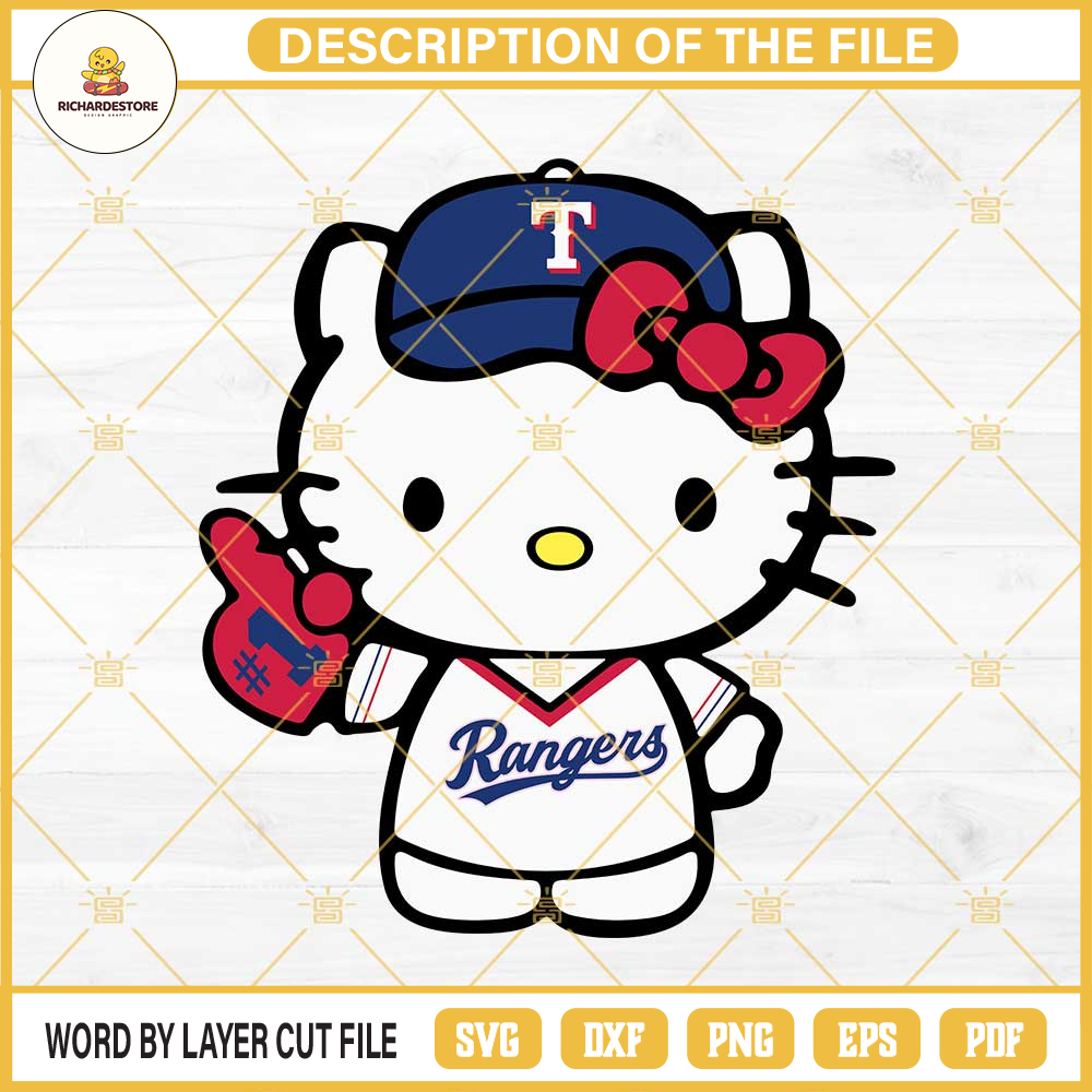 Hello Kitty Texas Rangers SVG, Kitty Baseball SVG, Texas Ran | Inspire ...