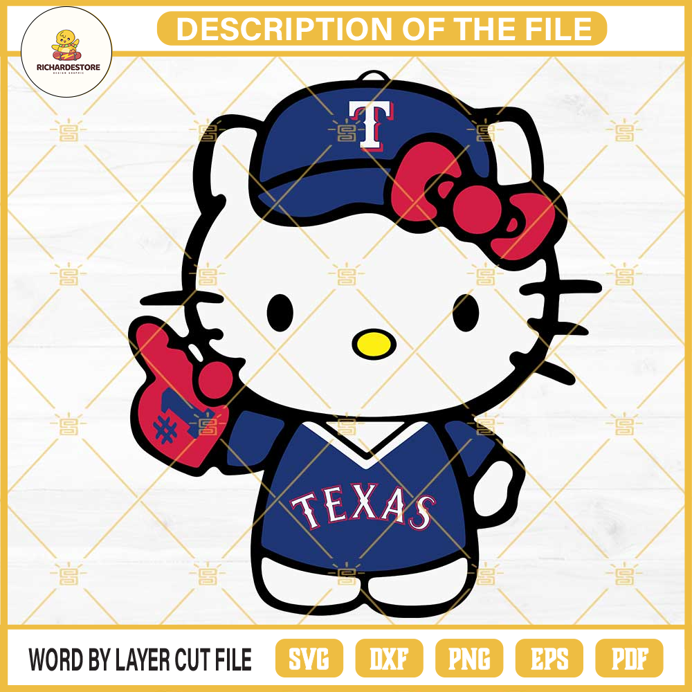 Hello Kitty Texas Rangers SVG, Kitty Cat Rangers Baseball Te | Inspire ...
