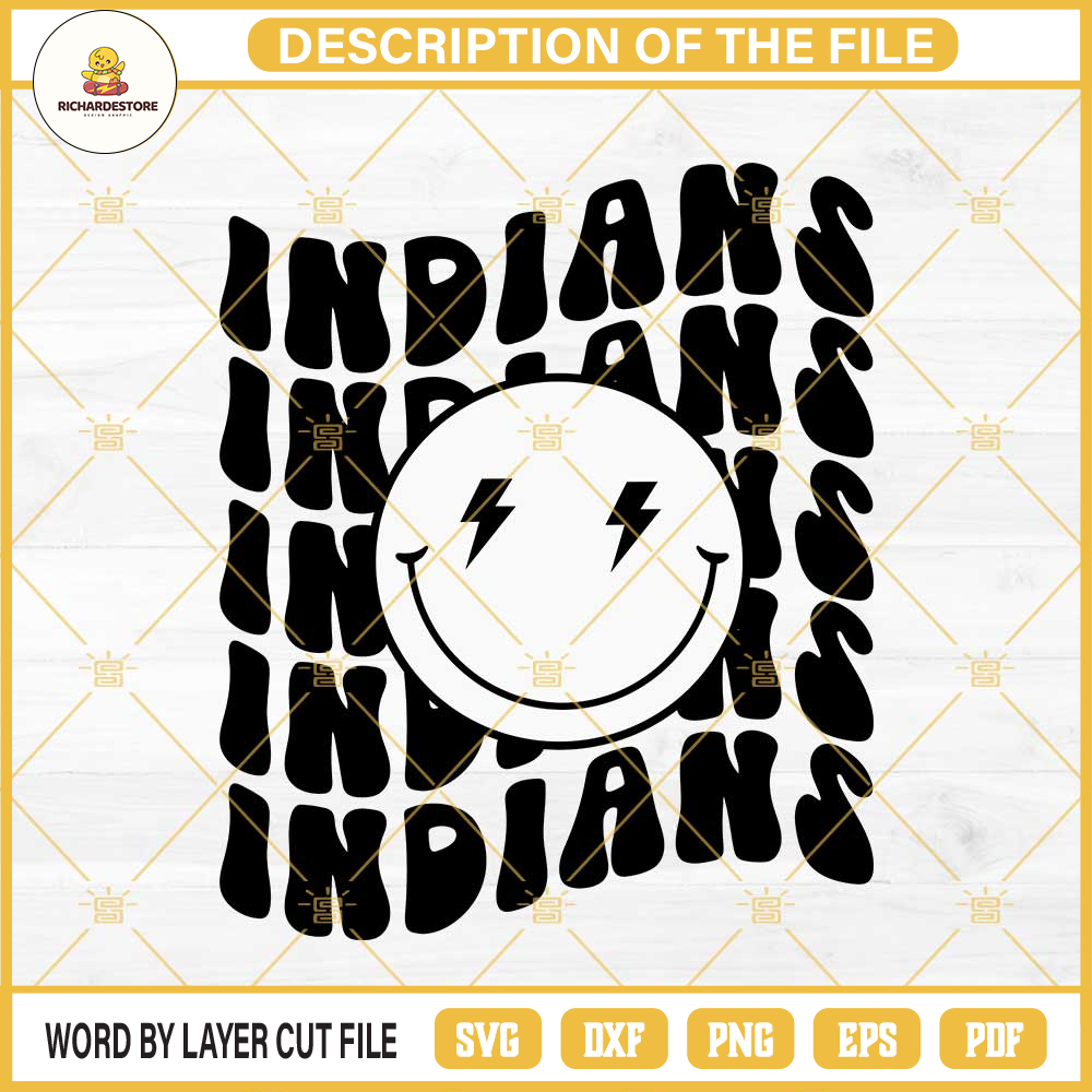 Indians Smiley Face SVG, Indians SVG, Indians Football SVG | Inspire Uplift