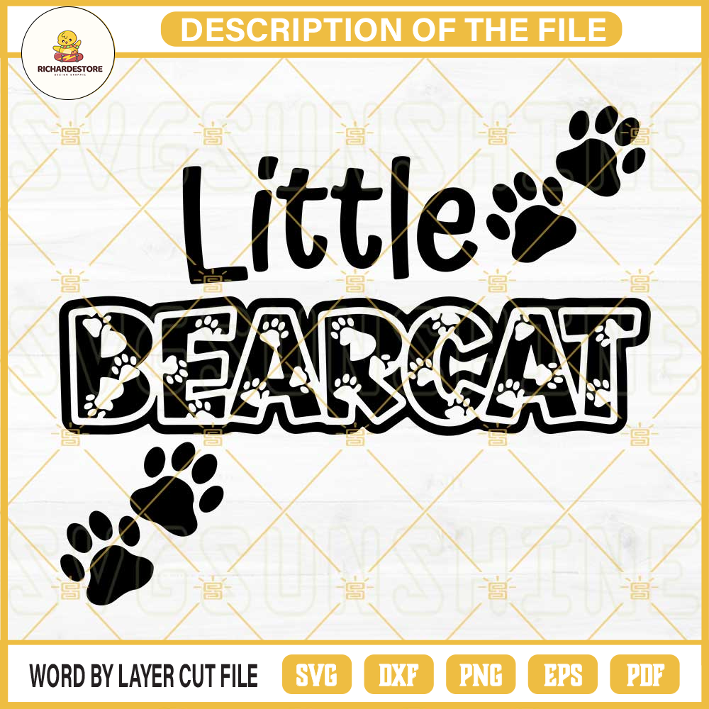 Little Bearcat SVG, Bearcat SVG, Paw Print SVG, Bearcats Foo | Inspire ...