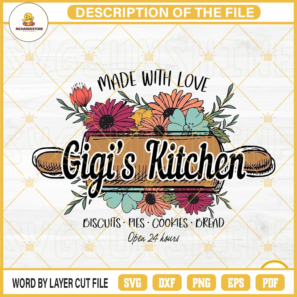Made With Love Gigis Kitchen PNG, Kitchen Sign PNG, Mom Kitc | Inspire ...