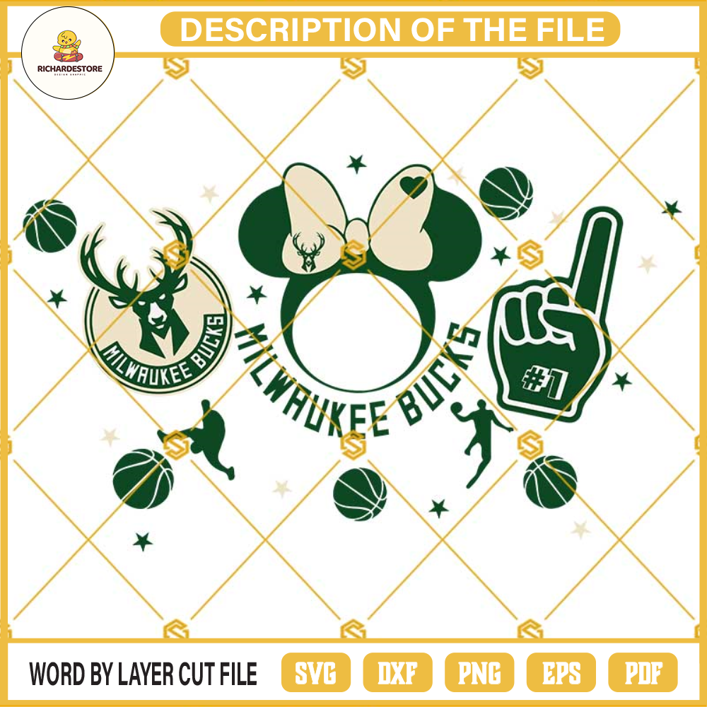 Minnie Mouse Milwaukee Bucks SVG, Starbucks Cup SVG | Inspire Uplift