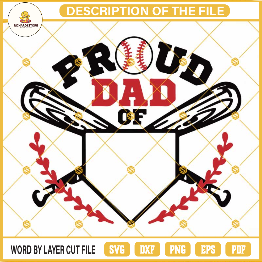 Proud Baseball Dad Jersey Number File For Silhouette Cameo | Inspire Uplift