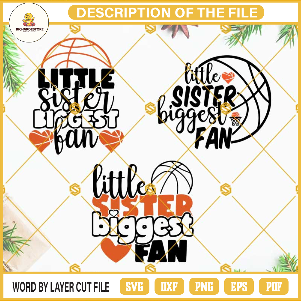 Sister Fan Basketball SVG, Little Sister Biggest Fan SVG Bun | Inspire ...