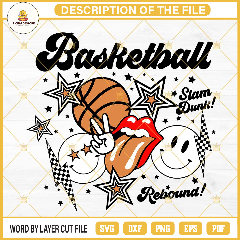 Smiley Basketball SVG, Slam Dunk SVG, Rebound SVG, Basketbal | Inspire ...