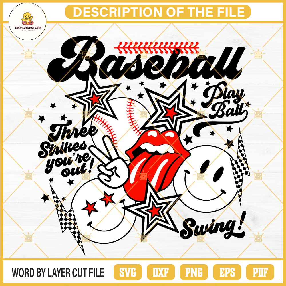 Smiley Face Baseball SVG, Play Ball SVG, Three Strikes Youre | Inspire Uplift