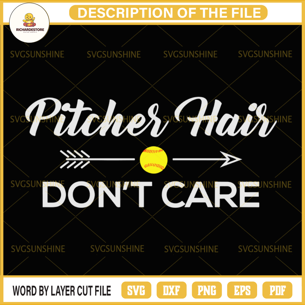 Softball SVG, Pitcher Hair Dont Care Softball SVG | Inspire Uplift