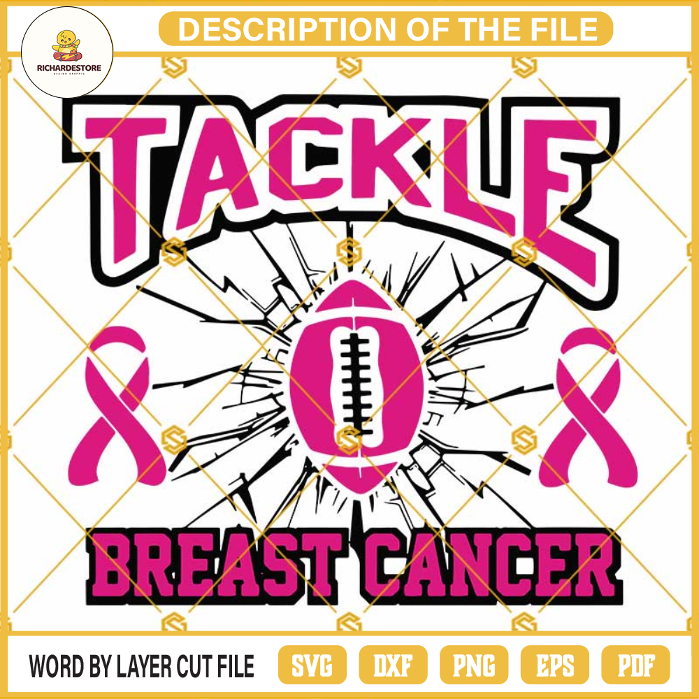 Tackle Breast Cancer SVG, Football Pink Ribbon SVG, Pink Oct | Inspire ...
