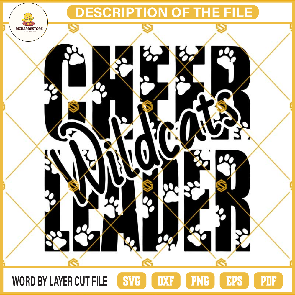 Wildcats Cheerleader SVG, Wildcat Paw Print SVG, Team spirit | Inspire ...