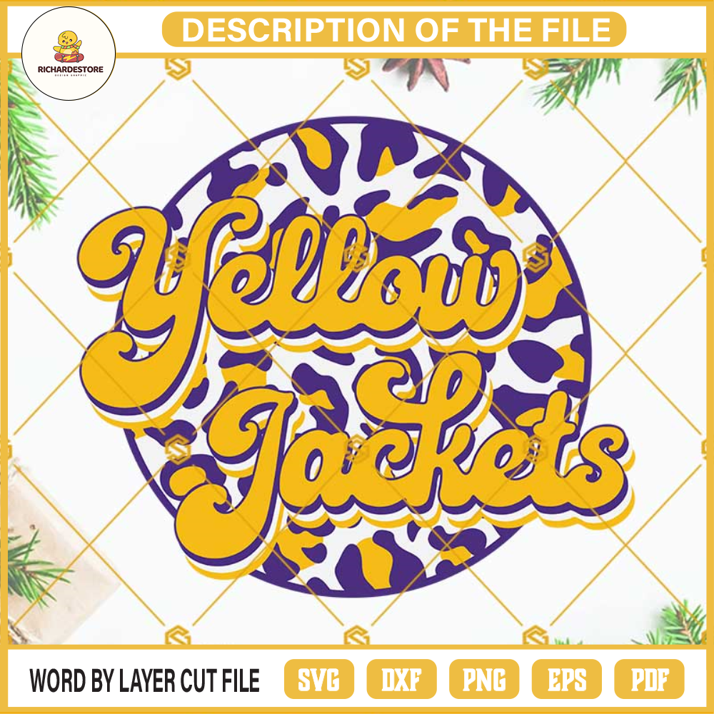 Yellow Jackets Purple Leopard Print SVG, Yellow Jackets Foot | Inspire ...