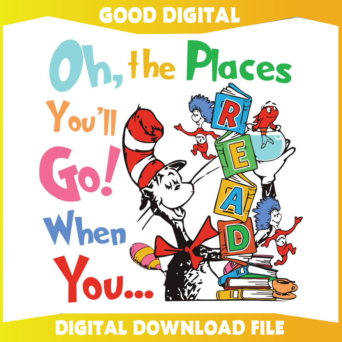 Reading Day Oh The Places You Will Go When You Read SVG221 | Inspire Uplift