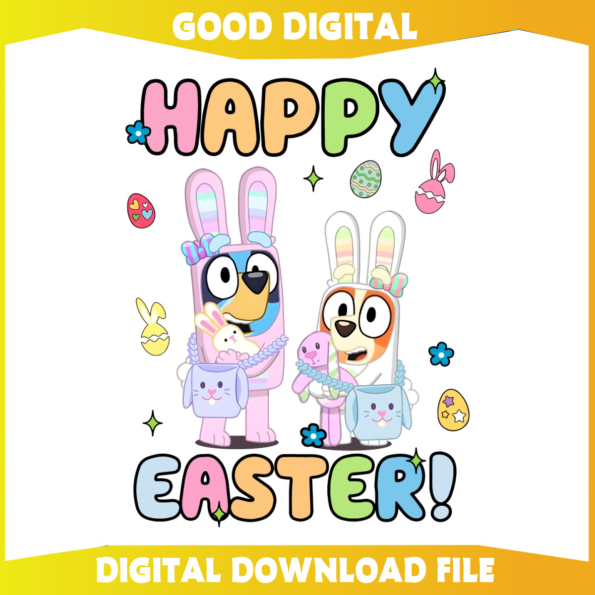 Happy Easter Bluey Bingo Bunny PNG462 | Inspire Uplift