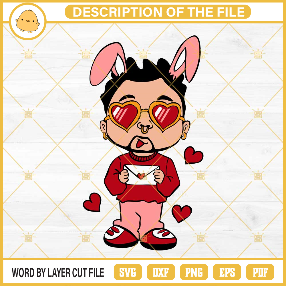 Bad Bunny Heart Glass SVG, Bad Bunny Valentine SVG PNG EPS D | Inspire ...
