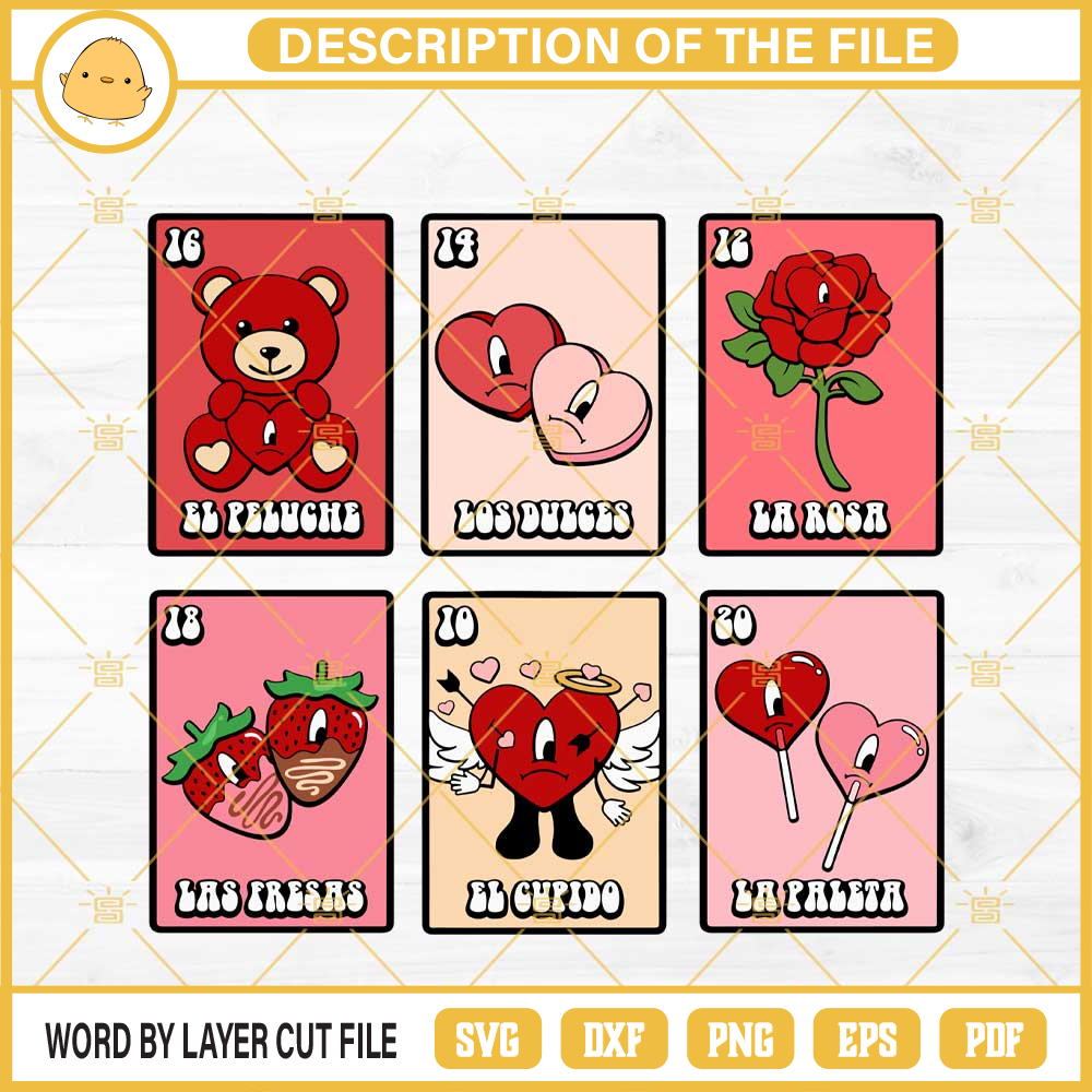 Bad Bunny Valentine SVG, Bad Bunny Valentines Day Loteria St | Inspire ...